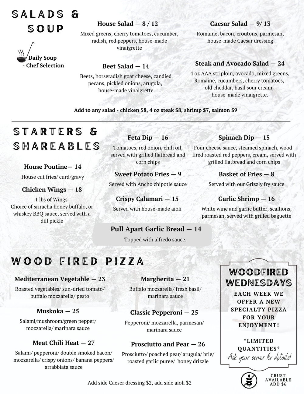 The Grizzly Grill | Menu