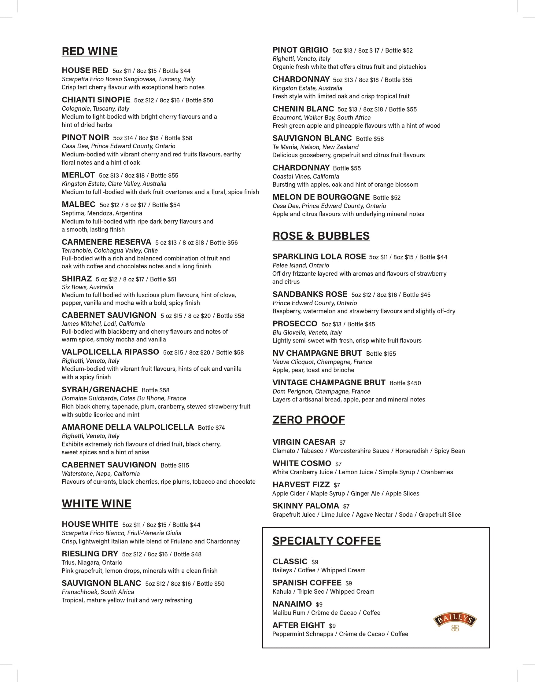 The Grizzly Grill | Menu